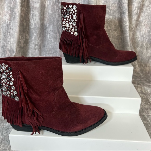 Reba | Shoes | Reba Short Western Boot Sz 6m Fringe Studded Suede ...